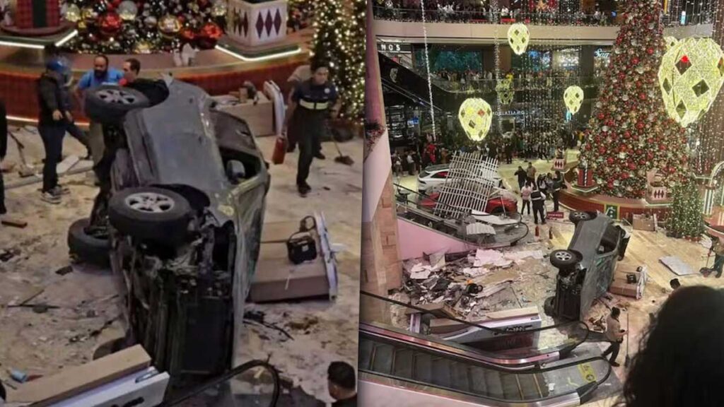 Video capta momento exacto de vehículo cayendo en plaza Miraflores ... Video capta momento exacto de vehículo cayendo en plaza Miraflores ...